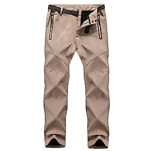 MOERDENG Men's Soft Shell Waterproof Winter Snow Ski Snowboarding Pants Fleece Cargo Hiking Pants