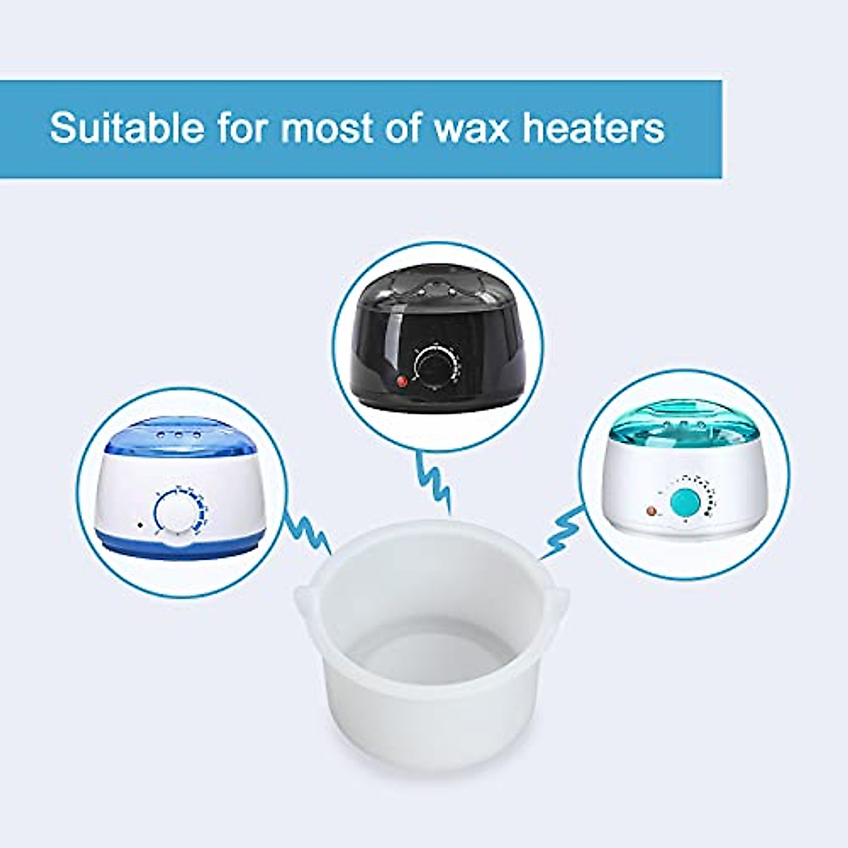 Viilife Replacement Wax Bowl For Hair Removal Wax Warmer Silicone Bowl For Home Use Wax Machine 2 Pcs Silicone Wax Bowl with 2 Pcs Wax Spatula(Kit 2)