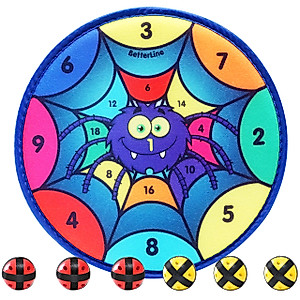 Fun Spider Dart Board Game with 6 Balls Using Hook-and-Loop Fasteners | Learn Numbers and Colors as You Play | Interactive Game and Safe for Kids