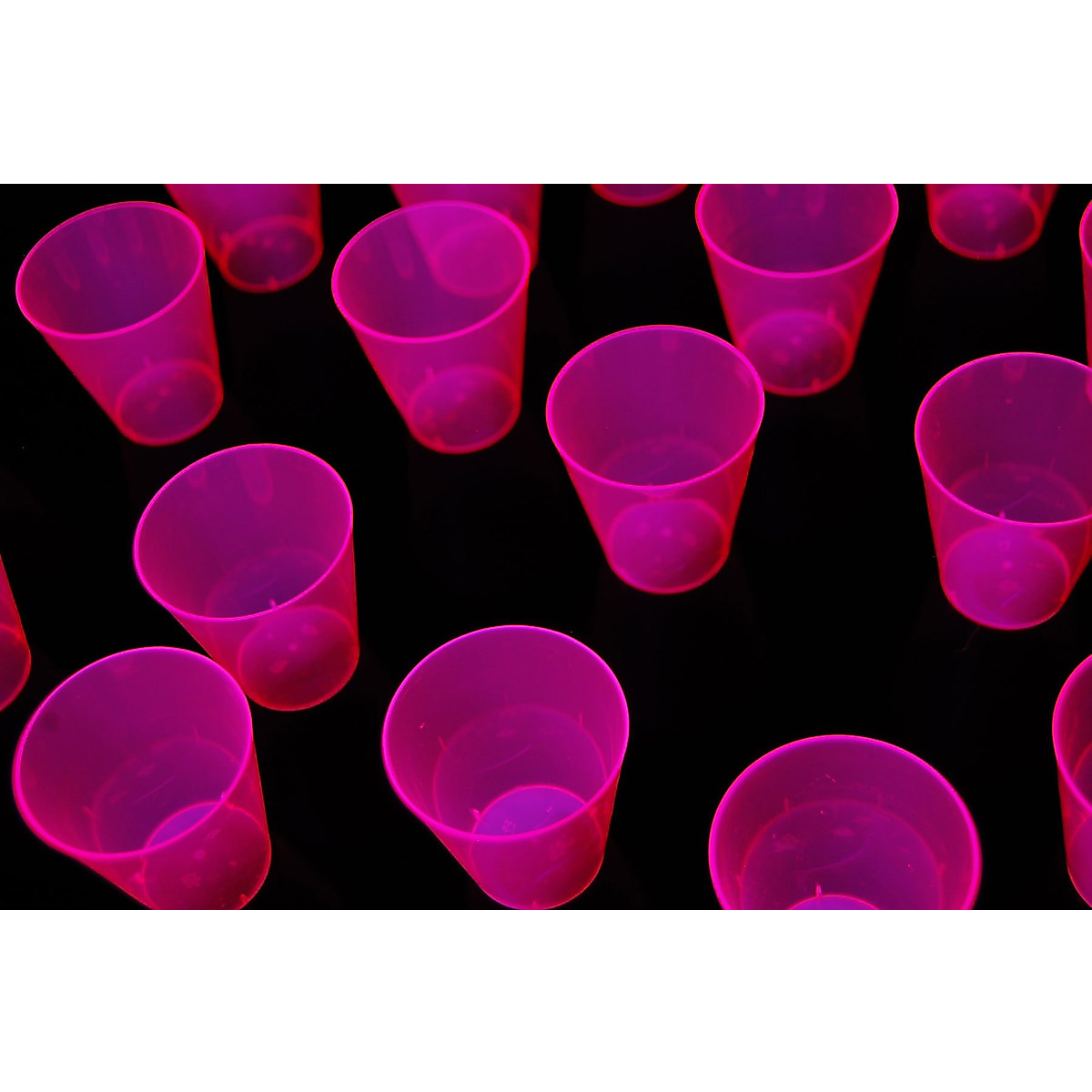 DirectGlow 2oz Neon UV Blacklight Reactive Glow Party Shot Glasses (50-Count, Pink)