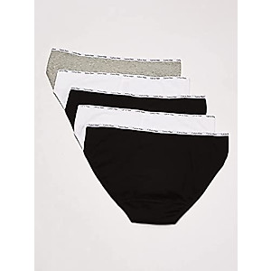 Calvin Klein Women's Cotton Stretch Logo Multipack Bikini Panty, Black/White/Grey Heather, Medium