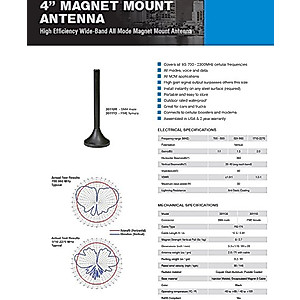 weBoost 301126 Wilson Electronics 4-inch 4G Mini Magnet-Mount Antenna w/ SMA Male Connector