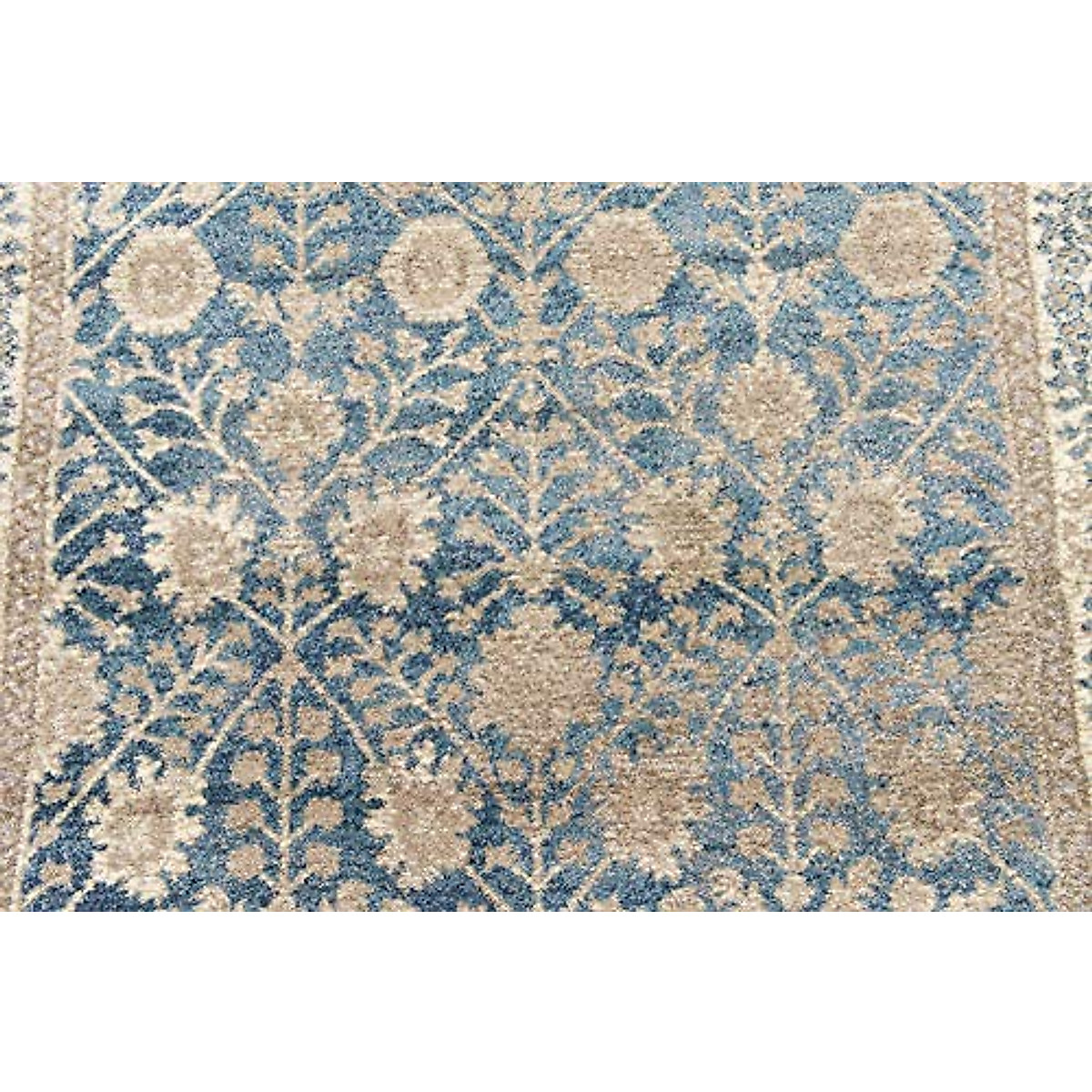 Unique Loom Salzburg Collection Classic Traditional Design Oriental Inspired with Intricate Border Area Rug, 4 ft, Blue/Beige