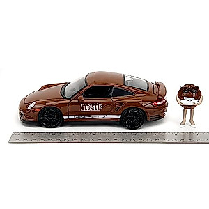 M&M's 1:24 Porsche 911 Turbo Die-Cast Car & 2.75" Brown Figure, Toys for Kids and Adults
