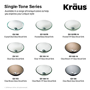 Kraus GV-104-14 Clear Black 14 inch Glass Vessel Bathroom Sink