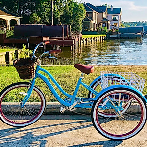 sixthreezero Body Ease 26 Inch 7-Speed Adult Tricycle with Rear Basket, Navy