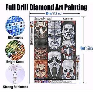 Ksxistiyt Halloween Diamond Art Painting Kits for Adults - Full Drill Diamond Dots Paintings for Beginners, Round Paint with Diamonds Pictures Gem Art Painting Kits DIY Adult Crafts 12x16inch