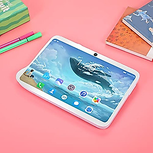 Qinlorgo HD Tablet, 8 Core US Plug 100-240V 2.4G 5G WiFi 5MP Front 8MP Rear Kids Tablet with Bracket for 10.0 for Reading (White)