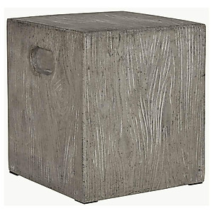 SAFAVIEH Outdoor Collection Cube Modern Dark Grey Concrete Accent Table (Fully Assembled)