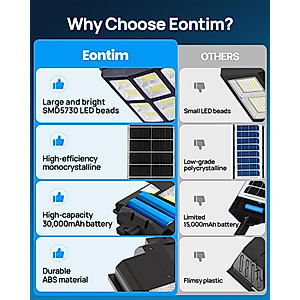 Eontim 4200W Solar Street Lights Outdoor, Commercial Solar Parking Lot Light with Remote Control, Motion Sensor Solar Light Outdoor Waterproof, Dusk to Dawn LED Solar Flood Light for Yard, Outside