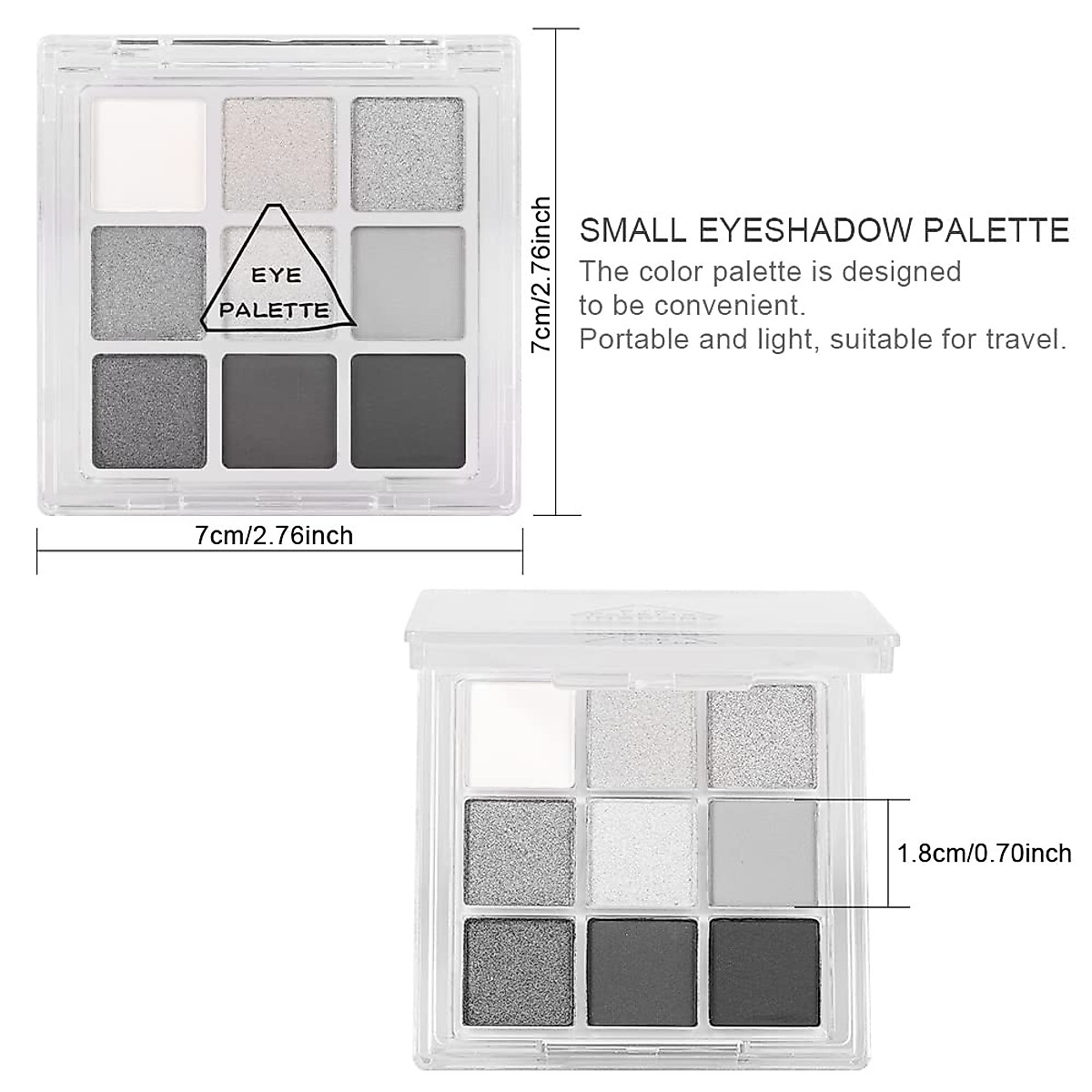 Black Smokey Gray Silver Glitter Shimmer Eye Makeup Palette, 9 Colors Cool Toned Matte, Make Up Black Radiance Eyeshadow Palette, Profesional Sombras De Ojos (A).