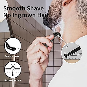 Matte Black Double Edge Safety Razor for Men, with 10 Platinum Coated Double Edge Safety Razor Blades, Single Blade Razor for Men Shaving, Reusable Travel Essentials Women Razor