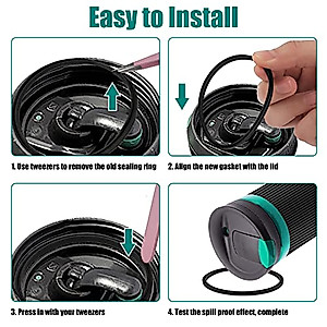 6pcs Replacement Rubber Lid Seals Compatible with 16 & 20 oz Contigo Snapseal Byron Travel Mug Ring, Leak-Proof Rubber Seals Lid Gaskets Replacement for Contigo Mugs (Black)