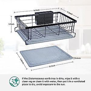 VABNEER Dish Drying Rack, Super Absorbent Quick Drying Dish Racks for Kitchen Counter, Dish Drainer with Diatomaceous Earth Tray
