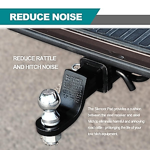 3 Pack 2-inch Hitch Receiver Silencer Pad for Adjustable Ball Mounts Reduces Rattle & Eliminate Noise, Provides Cushion Between Hitch Receiver and Tow Hitches, Black