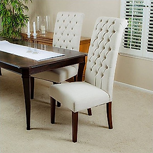 Christopher Knight Home CKH Tall Tufted Fabric Dining Chairs, 2-Pcs Set, Natural