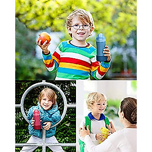 EIJIAN Kids Insulated Water Bottle With Straw Lid 14oz, Leak-Proof BPA-FREE Metal Drink Flask, Double Wall Vacuum Stainless Steel Cup For Toddlers, Girls, Boys - Suitable For School, Outdoor, Travel