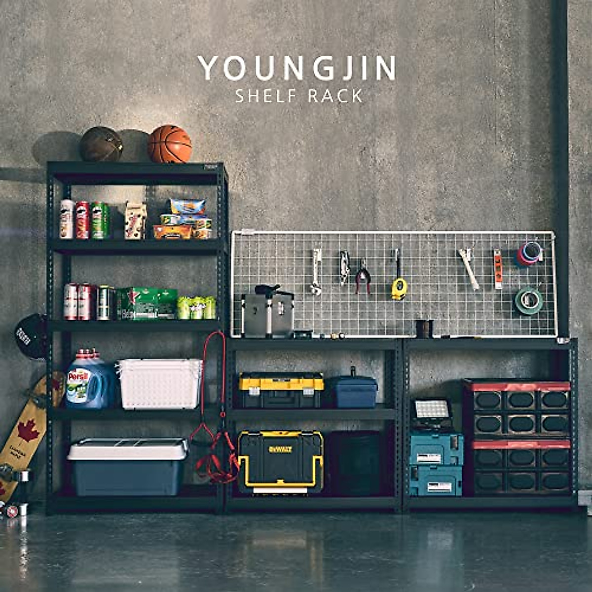 YOUNGJIN SHELF RACK Full-Metal 35.4” W x 15.7” D x 70.8” Heavy Duty 5-Tier Storage Shelving Unit