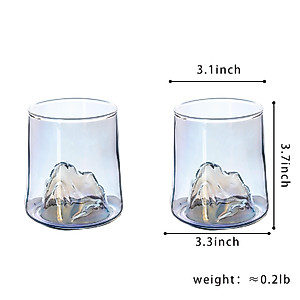 INTOWALK Old whisky glass (set of 2) 8 ounces mountain crystal glass, scotch whisky glass, cocktail, gifts for men, father, husband, boyfriend