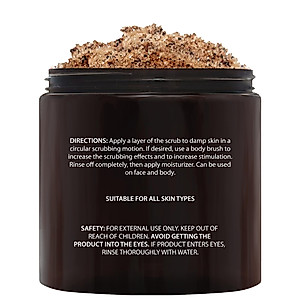 Brooklyn Botany Dead Sea Salt and Arabica Coffee Body Scrub 10 oz - Moisturizing and Exfoliating Body, Face, Hand, Foot Scrub - Fights Stretch Marks, Fine Lines, Wrinkles - Great Gifts for Women & Men