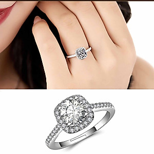 kai bao city 4pcs Set Zirconia Pendant Necklace Earrings Ring Bangle Set Silver Crystal Fashion Adjustable Zircon Jewelry for Women Teen Girls Wife Party Prom Engagement Wedding Gifts