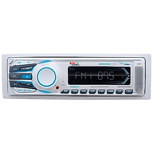 BOSS Audio Systems MR1308UAB Marine Receiver - Weatherproof, Bluetooth Audio, USB, SD, MP3, AM/FM, Aux-in, No CD Player, White, 8.50in. x 8.50in. x 4.00in.