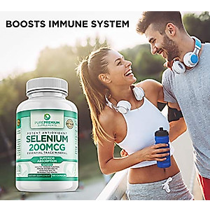 PurePremium Selenium Supplement (Selenomethionine) 100 Once Daily Selenium 200mcg Caps. Supports Immune System, Prostate and Reproductive Function - Essential Trace Mineral - Selenium 200 mcg