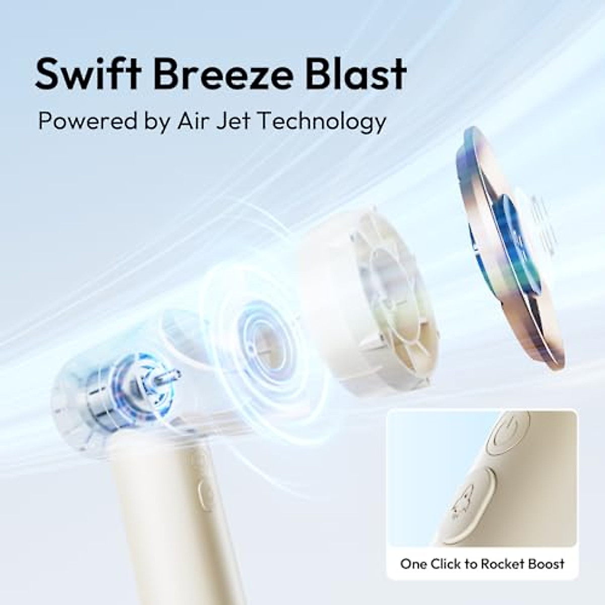 SOTHING Portable Handheld Turbo Fan 199 Speeds, Adjustable Turbo Fan 3600mAh Battery Rechargeable Personal Fan with Digital Display, Summer Essentials for Teen Girls Camp Travel Outdoor