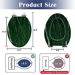 Elongated Toilet Seat Marble texture Green floor Stone wall tiles Slab Granite ceramic Resin Toilet Seat Quietly Slow Close with Quick-Release Hinges Toilet Seat with Cover Easy to Clean Install
