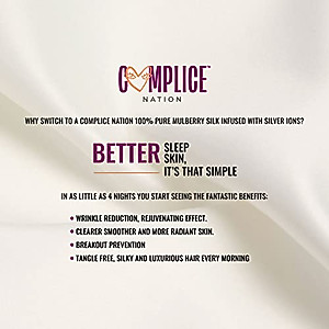 Complice Nation Premium Anti Acne Silk Pillowcase (W/Silver Tech) 100% Pure Mulberry Silk - 22Momme Highest Grade 6A Pillowcases for Hair and Skin, Breathable, Cooling, Anti-Aging, W/Pull Zipper.
