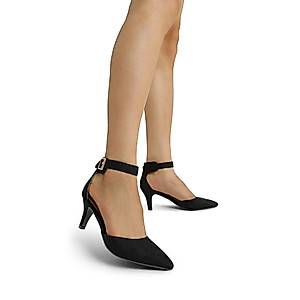 DREAM PAIRS Women's Lowpointed Black Suede Low Heel Dress Pump Shoes - 9 M US