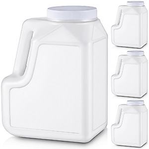 Suzile 4 Pcs 1.25 Gallon White HDPE Plastic Gallon Jar with Handle and Airtight Lid Square Empty Storage Containers and Jugs Wide Mouth Gallon Jugs for Home Restaurant Residential Commercial Use