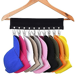 LEKUSHA Cap Organizer Hanger, 10 Baseball Cap Holder, Hat Organizer Storage for Closet - Change Your Cloth Hanger to Cap Organizer Hanger - Keep Your Hats Cleaner Than a Hat Rack, Black