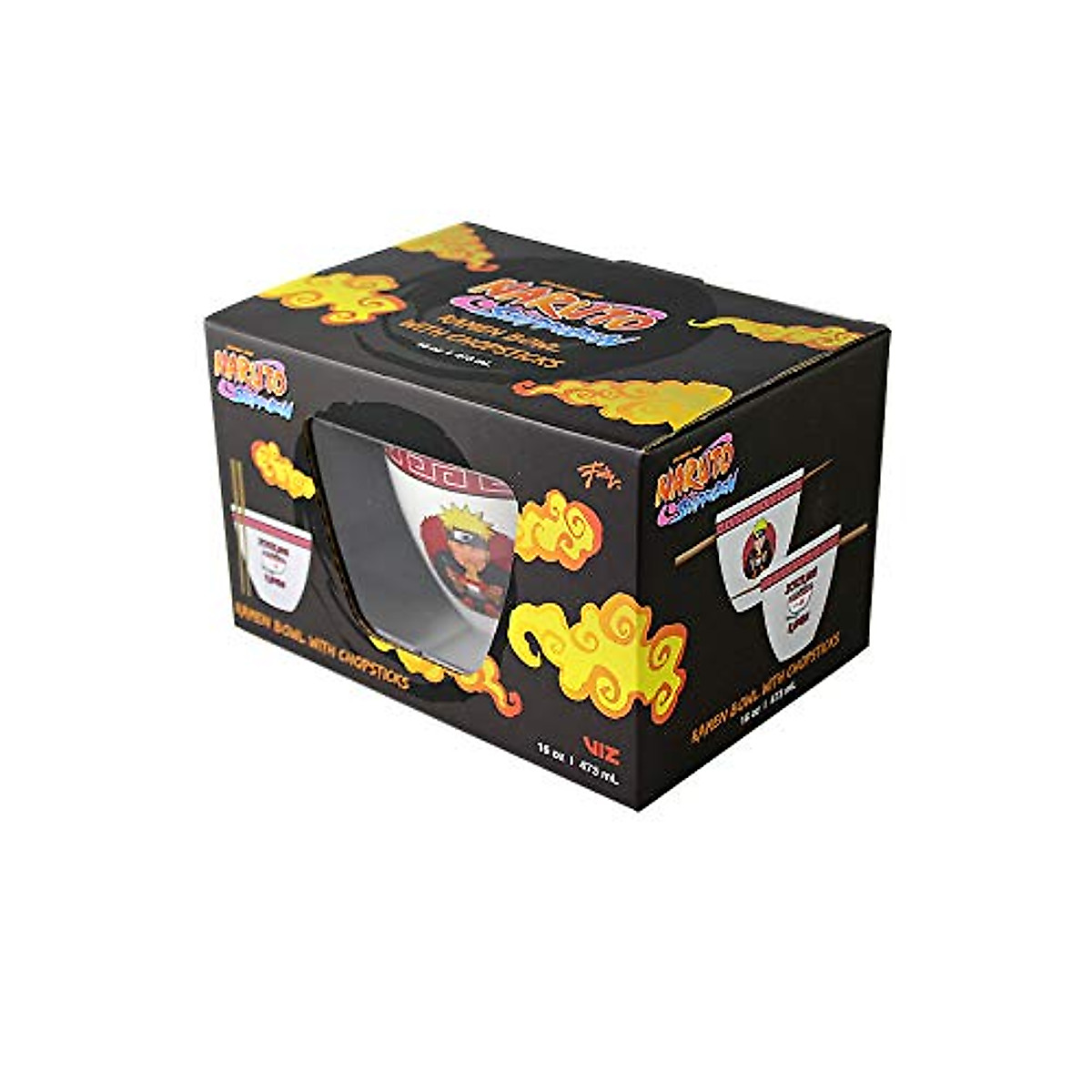 JUST FUNKY Naruto Shippuden Ramen Bowl with Chopsticks | 16 oz Ceramic Soup Mug | Featuring Naruto Uzumaki Eating Ichiraku ramen | Anime Bowl | Home Deco | Naruto Bowl | Officially Licensed