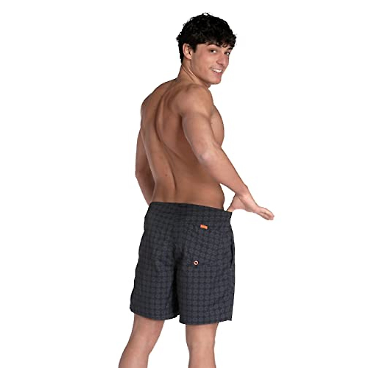 Arena Men's Standard 50th Anniversary Beach Boxer, Black Multi-Black-White, Large