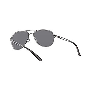Oakley Women's OO4054 Caveat Aviator Sunglasses, Polished Chrome/Grey, 60 mm