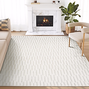 Abani Cream Area Rug for Living Room, Bedroom -Geometric Pattern - 8 x10 -Durable & Easy to Clean