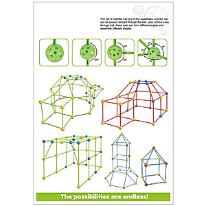 SYBOBO Fort Building Kit for Kids, 88 Pieces Baby Boys Girls Play Tent Rocket Castle Construction Toys Sets Indoor & Outdoor, Kids DIY Creative Learning Fort Building Set for 3-12 Years Old