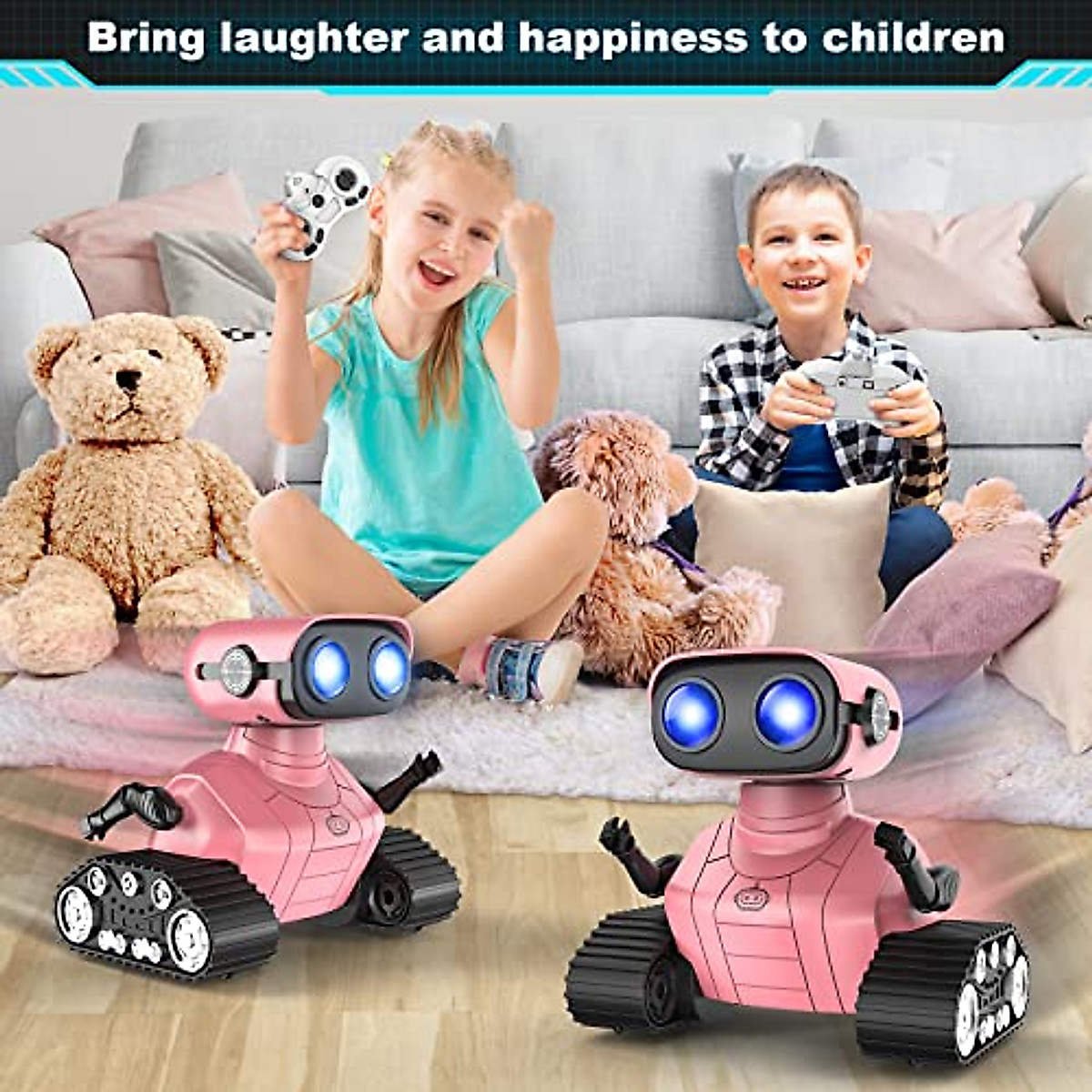 Hamourd Robot Toys for Girls, Rechargeable Remote Control Robots, Toy Robot with Auto-Demonstration, Flexible Head & Arms, Dance Moves, Music, and Shining LED Eyes, Girls Toys Age 6-8 2-7