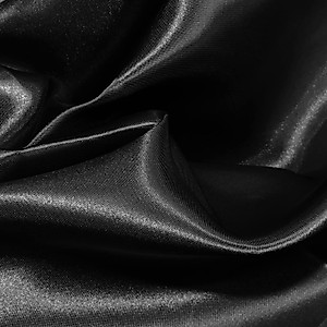 VACVELT Charmeuse Satin Fabric by The Yard, 60 Inch Wide Black Satin Fabric Shiny & Soft Cloth Fabric, Silky Satin Fabric for Bridal Dress, Wedding Decorations, Crafts, Sewing, Draping (1 Yard)