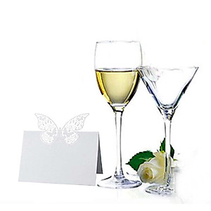 50 Pcs Place Cards for Table Setting with Butterfly White Folded Blank Table Seat Card Name Signs Card for Reception Baby Shower Weddings Party Dinner
