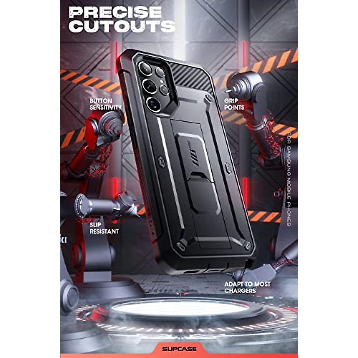 SUPCASE Unicorn Beetle Pro Series Case for Samsung Galaxy S22 Ultra 5G (2022 Release), Full-Body Dual Layer Rugged Belt-Clip & Kickstand Case Without Built-in Screen Protector (Black)