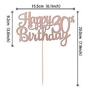 1 PCS Happy 30th Birthday Cake Topper Glitter Cheers to 30 Years Birthday Cake Pick 30 Fabulous Cake Decoration for Happy 30th Birthday Anniversary Party Decorations Supplies Rose Gold