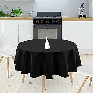 6 Pack Polyester Round Tablecloth 70 inch Black Table Cloths Water Resistant Polyester Cloth Round Tablecloths Washable Tablecloth for Party,Wedding Reception,Restaurant Banquet,BBQ,Dinner,Gift Table