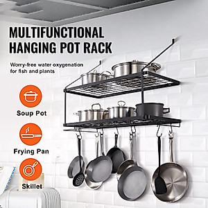 VEVOR Pot Rack Wall Mounted, 30 inch Pot and Pan Hanging Rack, Pot and Pan Hanger with 12 S Hooks, 55 lbs Loading Weight, Ideal for Pans, Utensils, Cookware in Kitchen