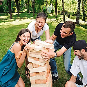 WOOD CITY Giant Tumbling Timber Tower Game (Stacking from 2 to 4 Feet), Classic Jumbo Outdoor Game for Adults Kids Family, 54 Pieces Premium Pine Wood Blocks Toy