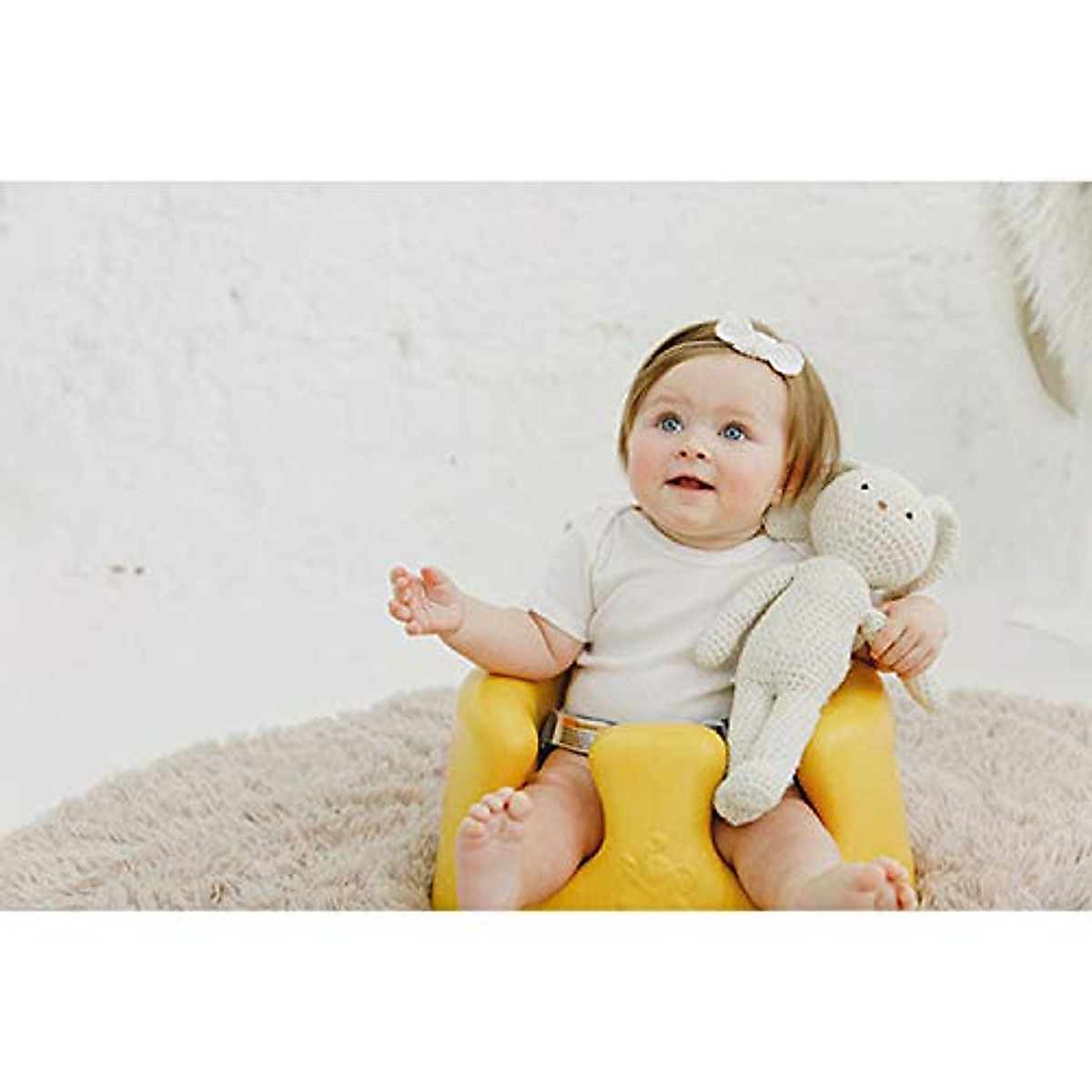 Bumbo Baby Infant Soft Foam Comfortable Floor Booster Seat with 3 Point Adjustable Safety Buckle Strap Harness, Mimosa Yellow