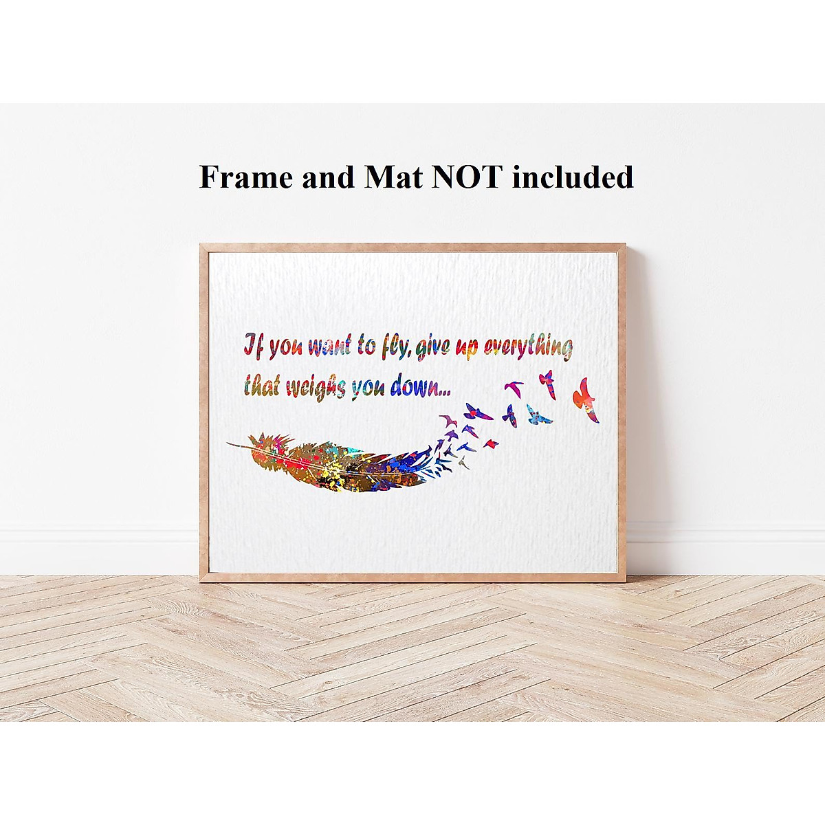 Dignovel Studios 8X10 Unframed Feather Motivational Inspirational Inspiring Quotes Watercolor Art Print Poster Home Decor DN505