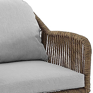 Crosley Furniture Haven 2-Piece Outdoor Chair Set, Wicker Patio Chairs for Conversation, Porch, Deck, Light Brown with Light Gray Cushions