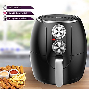 Brentwood 3.2-Quart Small Electric Air Fryer, Timer & Temp. Control (black, silver) (AF-300BK)